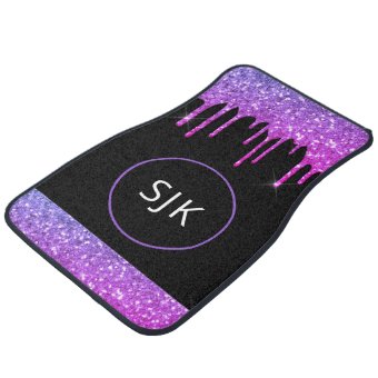 Purple Black Glitter Sparkle Monogram Car Floor Mat | Zazzle