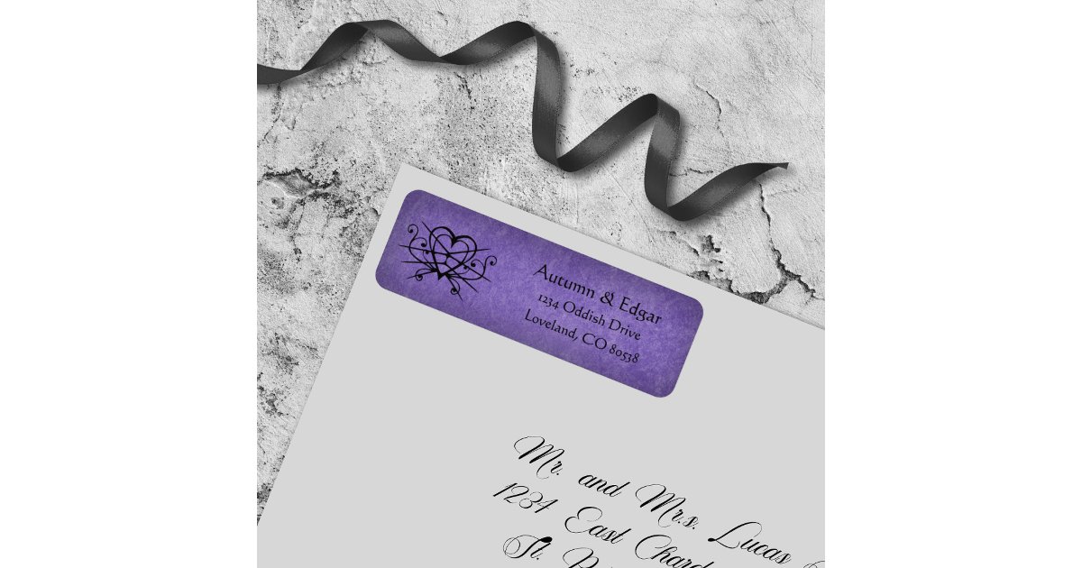 Purple Black Gothic Wedding Label | Zazzle