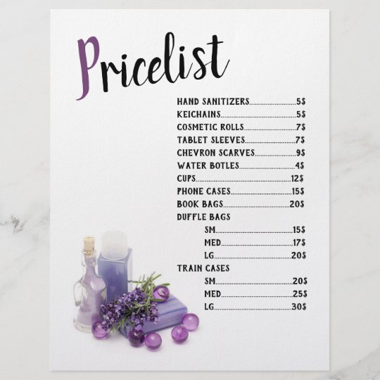 Purple Black & Olive Lavender Price List Flyer | Zazzle.com
