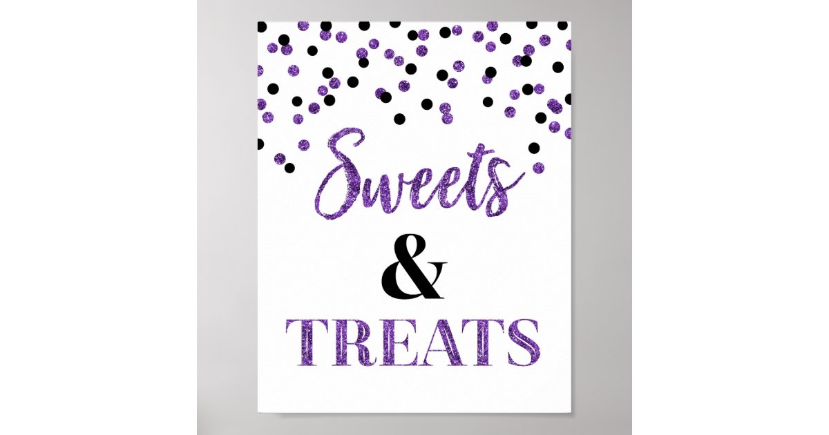 Purple Black Sweets & Treats Dessert Table Poster | Zazzle