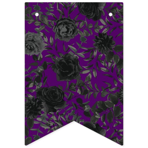 Purple Black Wedding Gothic Roses Bunting Flags | Zazzle
