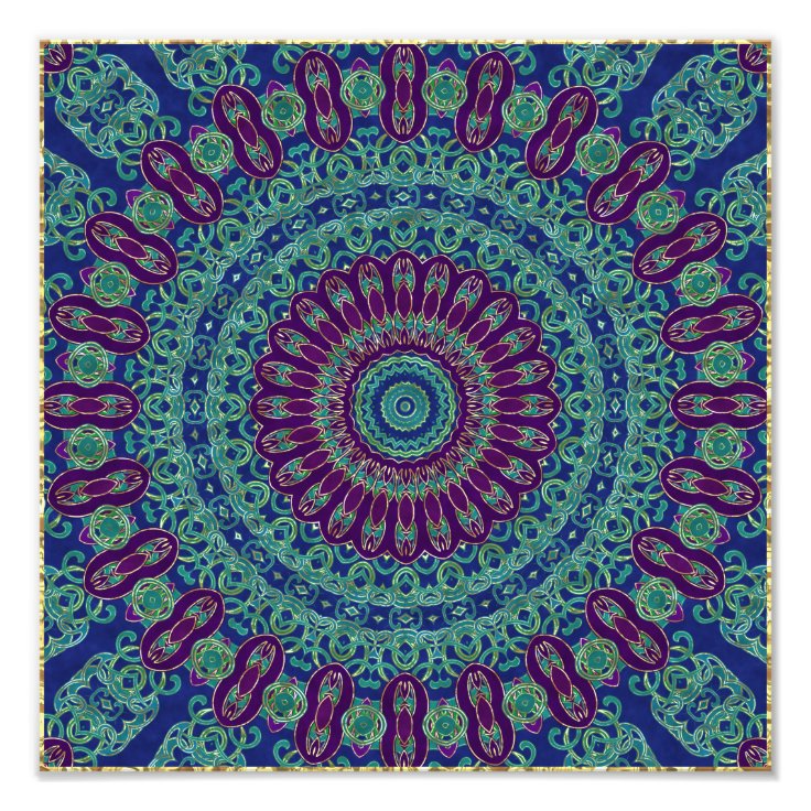 Purple, Blue and Green Mandala Photo Print | Zazzle