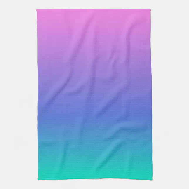 Purple blue and green ombre background kitchen towel | Zazzle