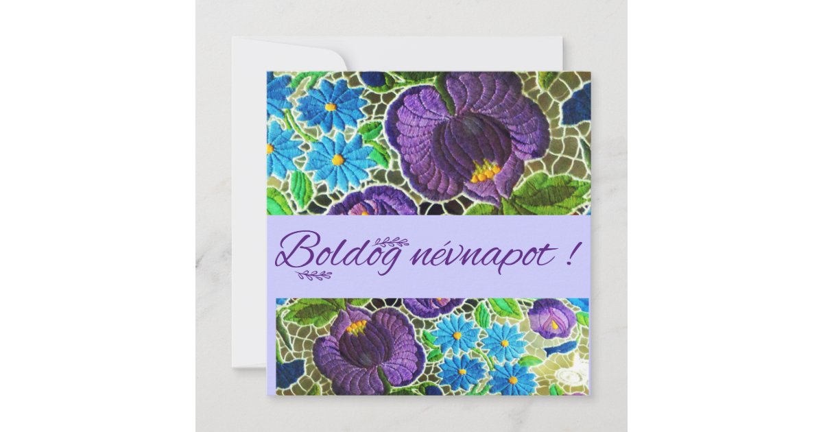 Purple - blue bold Hungarian embroidery - name day | Zazzle