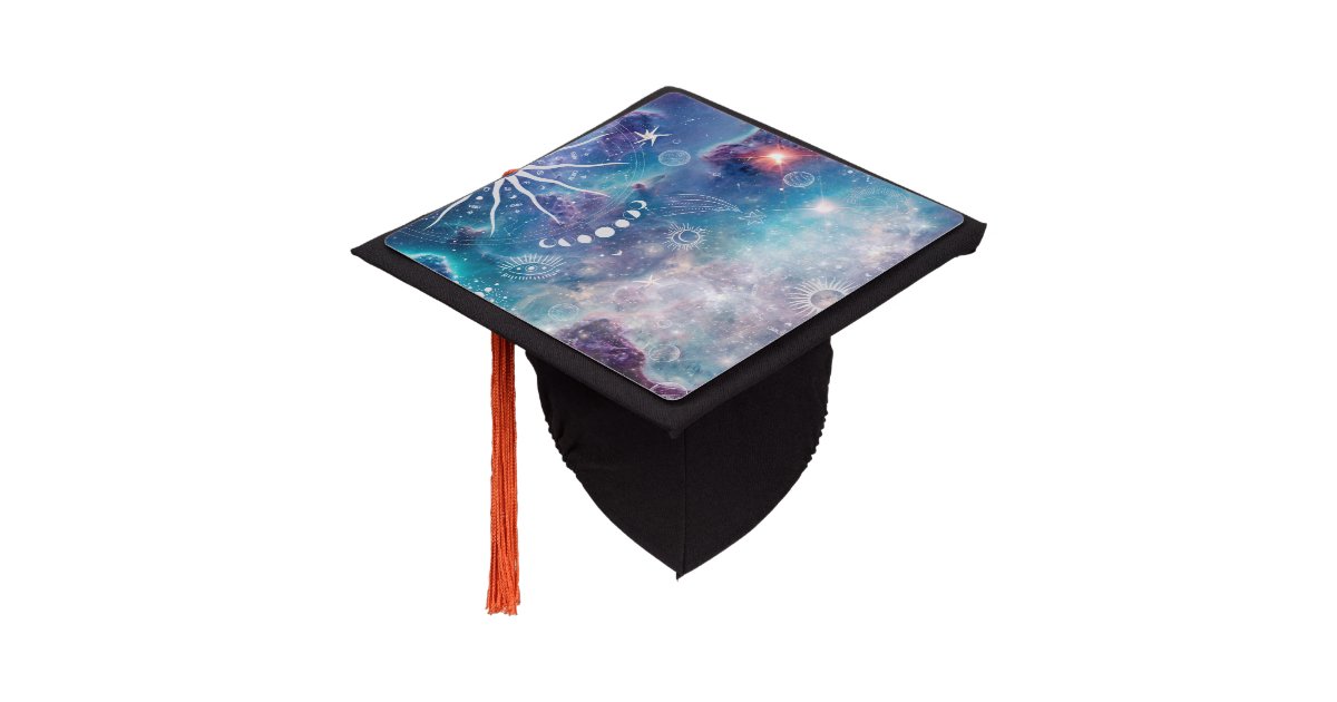 Purple Blue Celestial Pattern Graduation Cap Topper | Zazzle