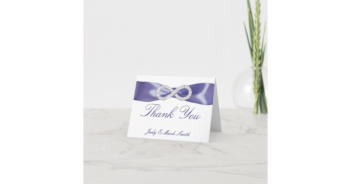 Purple Blue Diamond Infinity Thank You Card | Zazzle