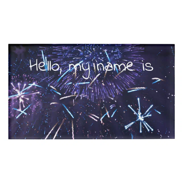 purple blue fireworks name tag | Zazzle