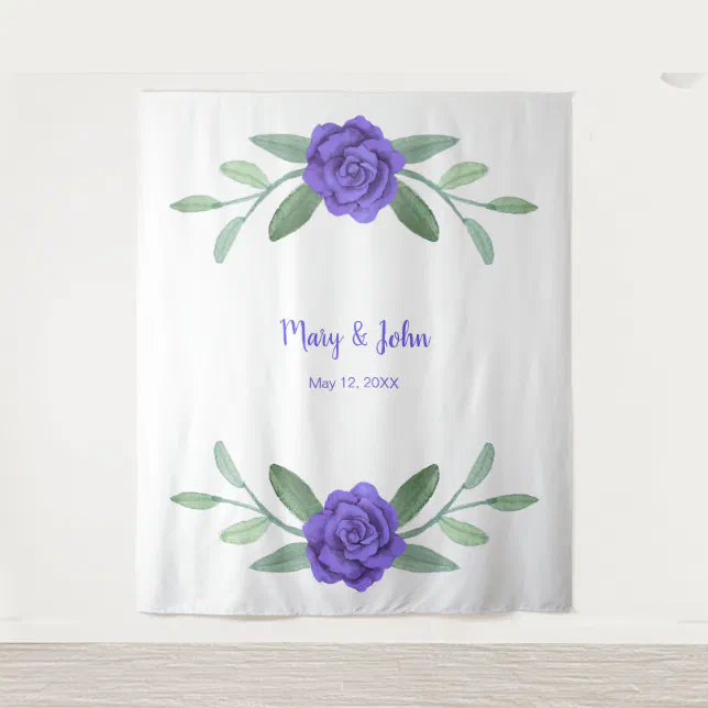 Purple Blue Floral Greenery Foliage Photo Backdrop | Zazzle