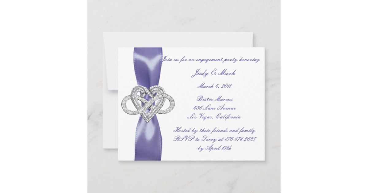 Purple Blue Infinity Heart Engagement Party Invite | Zazzle