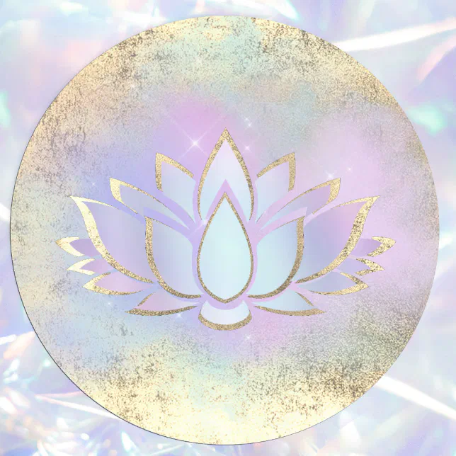 purple blue lotus logo classic round sticker | Zazzle