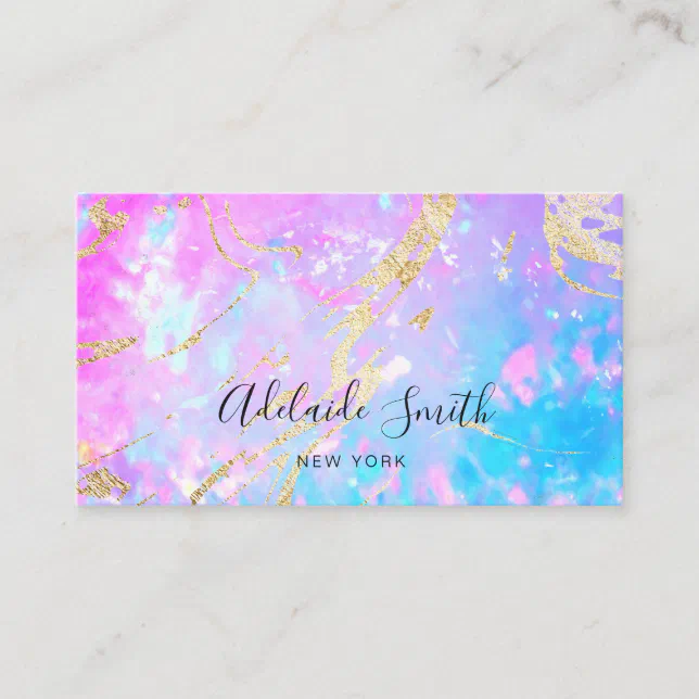 purple blue opal stone business card | Zazzle
