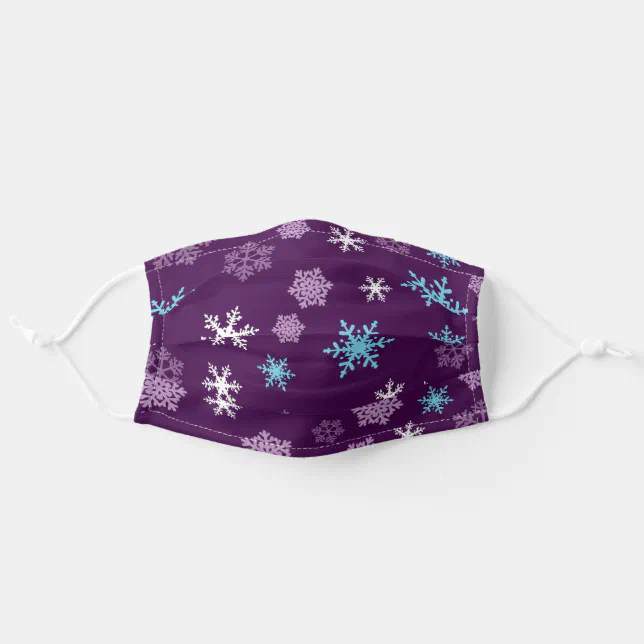 Purple Blue Snowflakes Christmas Adult Cloth Face Mask | Zazzle