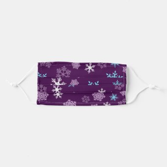 Purple Blue Snowflakes Christmas Adult Cloth Face Mask | Zazzle