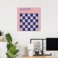 Purple Blue Undated Checkered August Calendar Poster | Zazzle