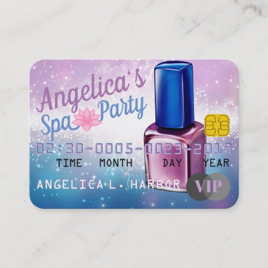 Purple|Blue VIP Pass| Credit Card Spa invitations | Zazzle.com