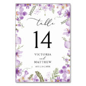 Purple Boho Floral Wedding Table Number | Zazzle