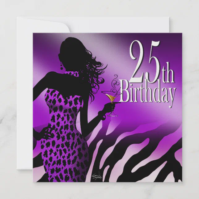 Purple Bombshell Leopard Zebra metallic ice black Invitation | Zazzle
