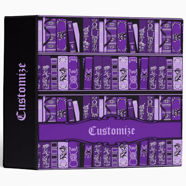 Purple Book Shelves Vintage Books Binder | Zazzle