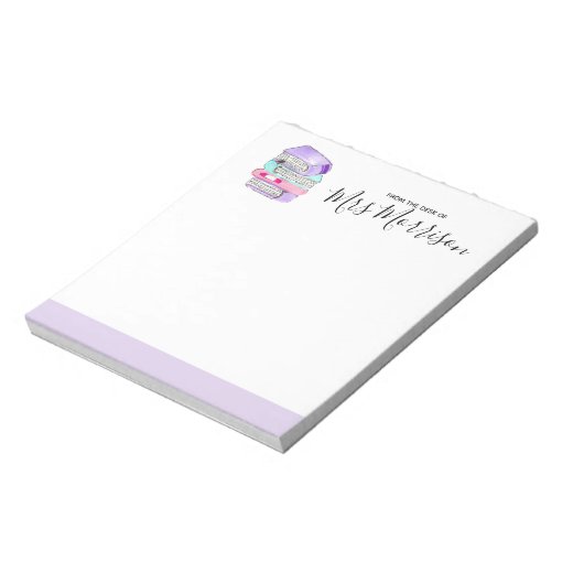 Purple book teacher gift note pad | Zazzle