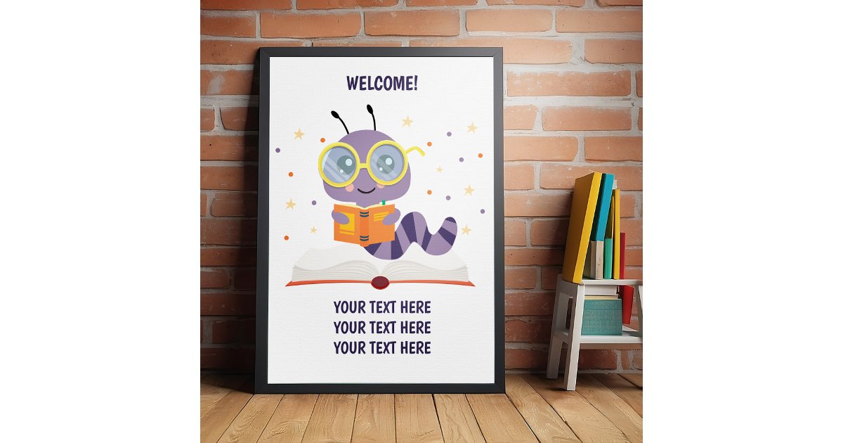 Purple Bookworm Theme Poster | Zazzle