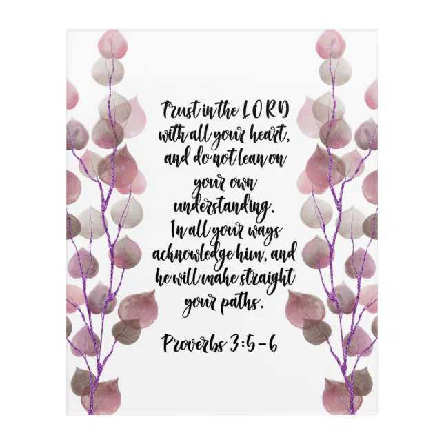 Purple Botanical Bible Verse Proverbs Acrylic Print | Zazzle