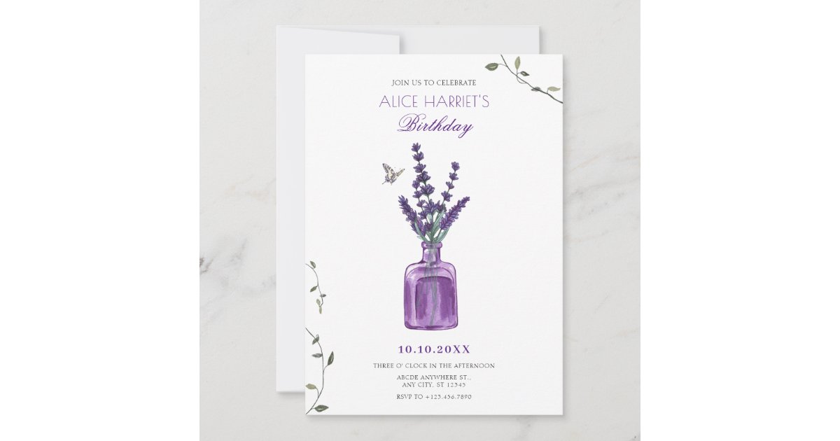 Purple bouquet of lavender invitation | Zazzle