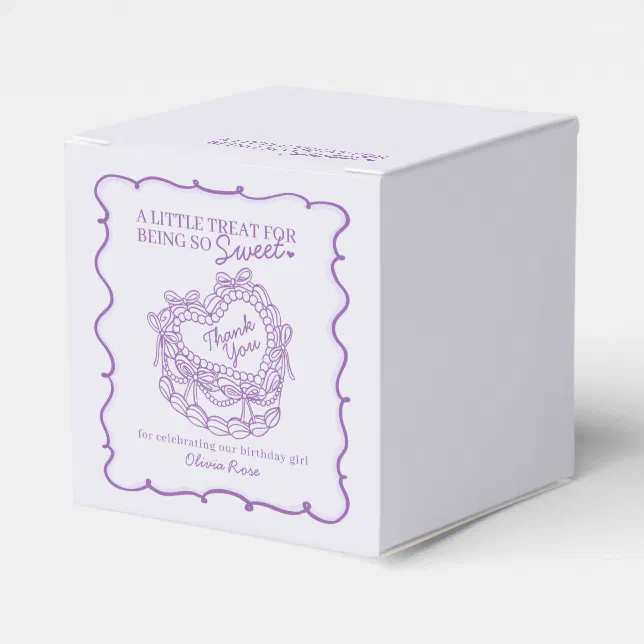 Purple Bow Retro Heart Coquette Cake Birthday Favor Boxes | Zazzle