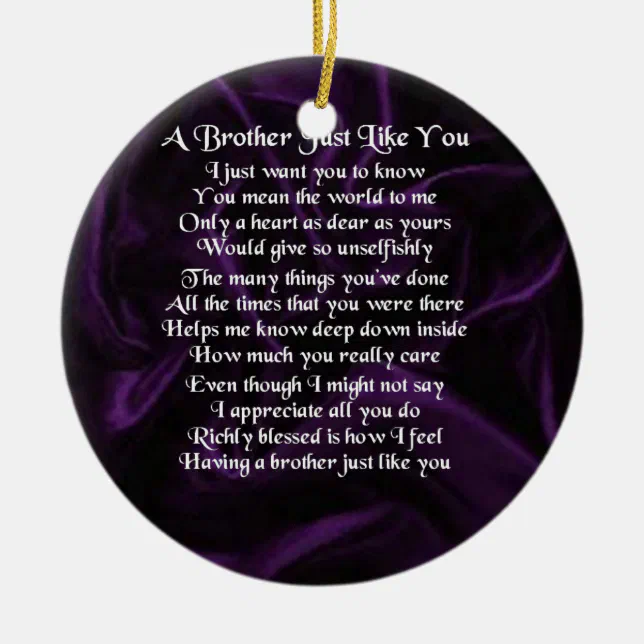 Purple Brother Poem Ceramic Ornament | Zazzle
