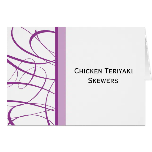 Purple Buffet Menu Tent/Table Card | Zazzle