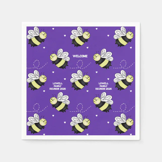 Purple Bumblebee Family Reunion Napkins | Zazzle