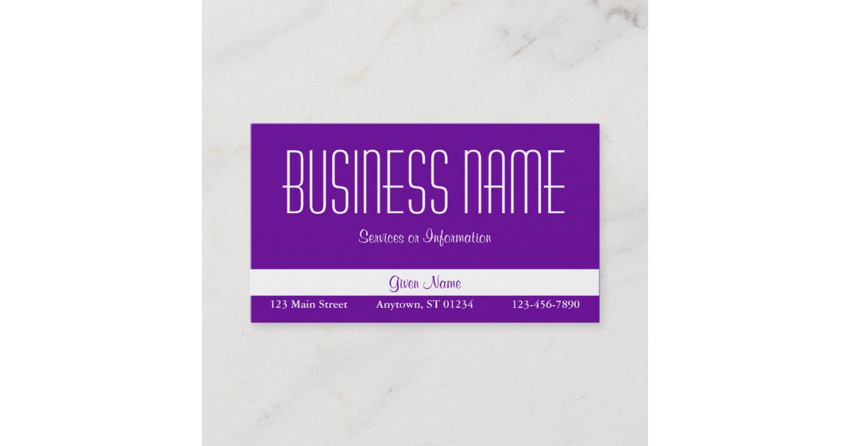 Purple Business Card | Zazzle