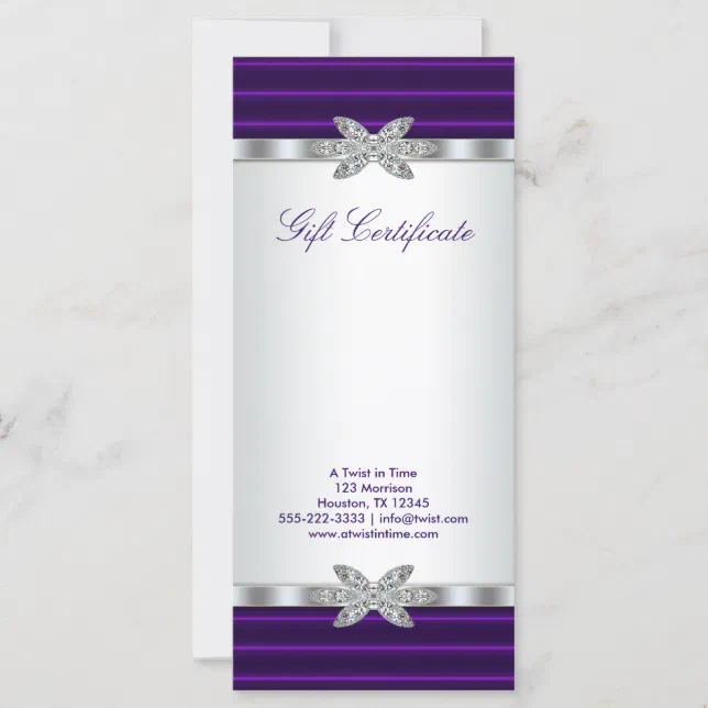 Purple Business Gift Certificate Gift Card | Zazzle