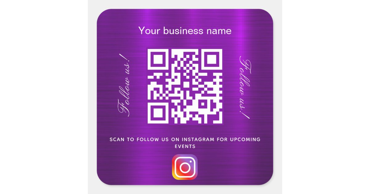 Purple business name qr code instagram square sticker | Zazzle Purple business name qr code instagram square sticker | Zazzle