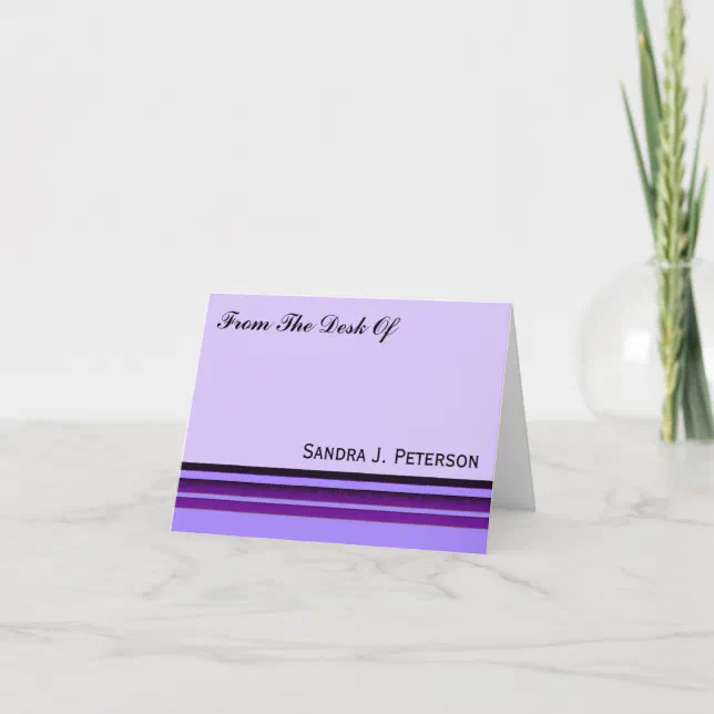 Purple Business Stripes Note Card | Zazzle