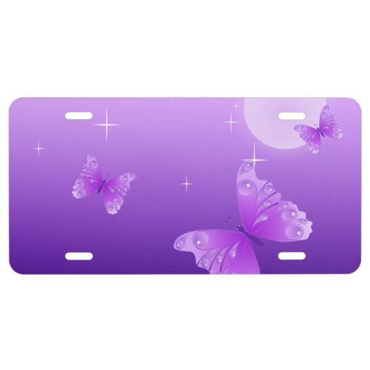 Purple Butterflies License Plate | Zazzle.com
