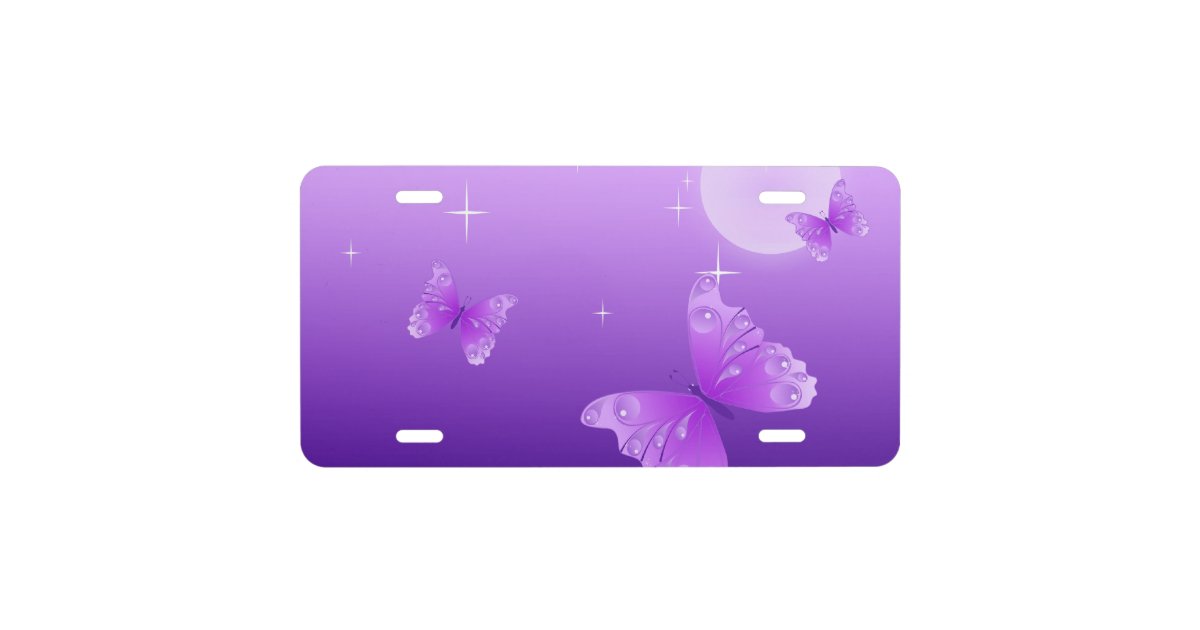 Purple Butterflies License Plate | Zazzle