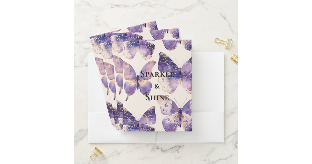 Purple Butterflies Pocket Folder | Zazzle