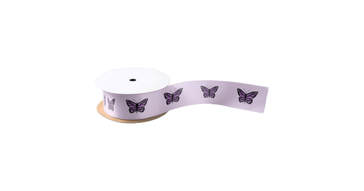 Purple Butterflies Satin Ribbon | Zazzle