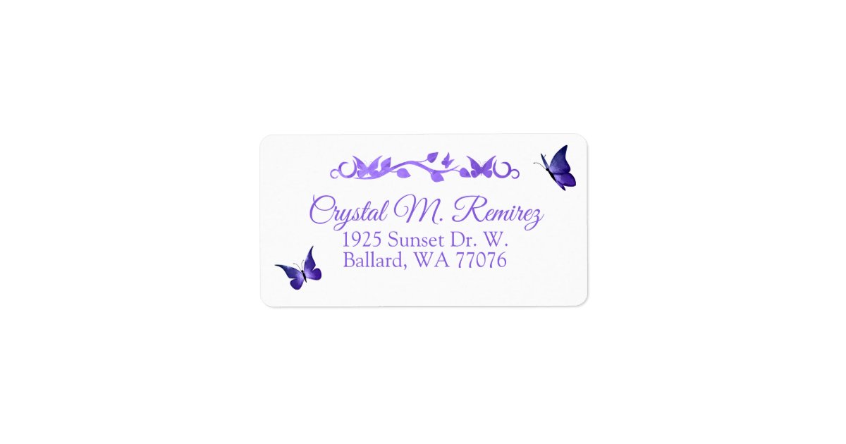 Purple Butterfly Address Labels | Zazzle