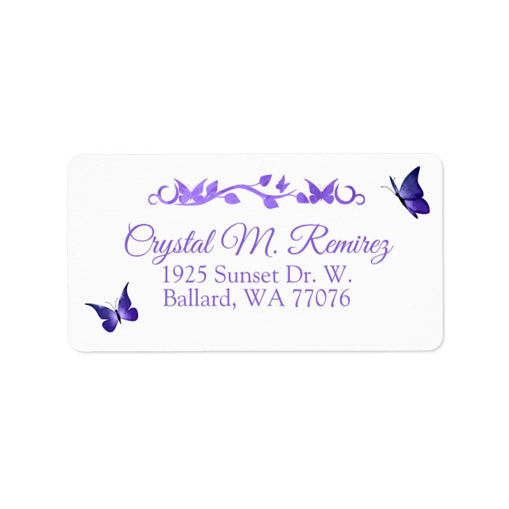 Purple Butterfly Address Labels | Zazzle