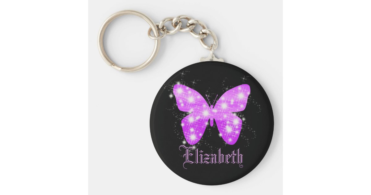 Purple butterfly and stars personalized with name keychain | Zazzle.com