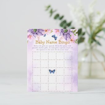 Purple Butterfly Baby Shower Game Bingo | Zazzle
