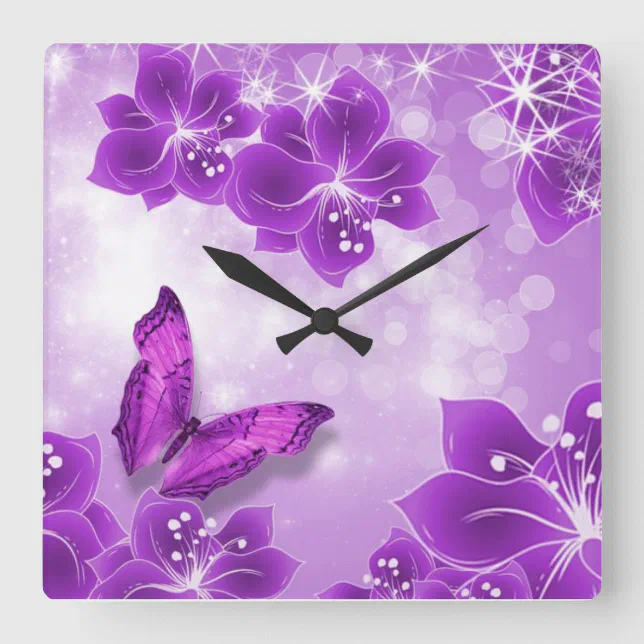 Purple Butterfly Clock | Zazzle