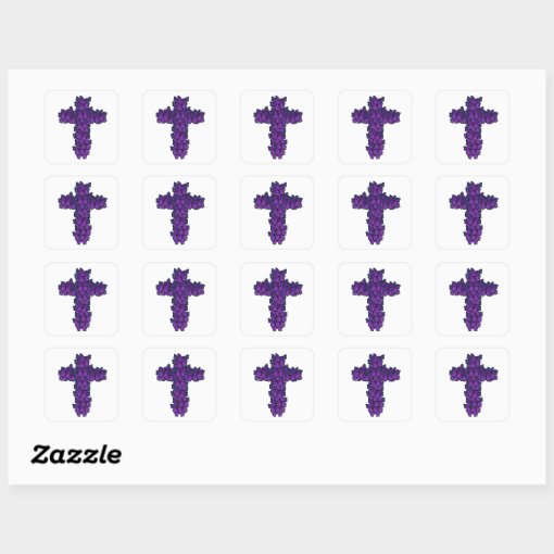 Purple Butterfly Cross Square Stickers | Zazzle
