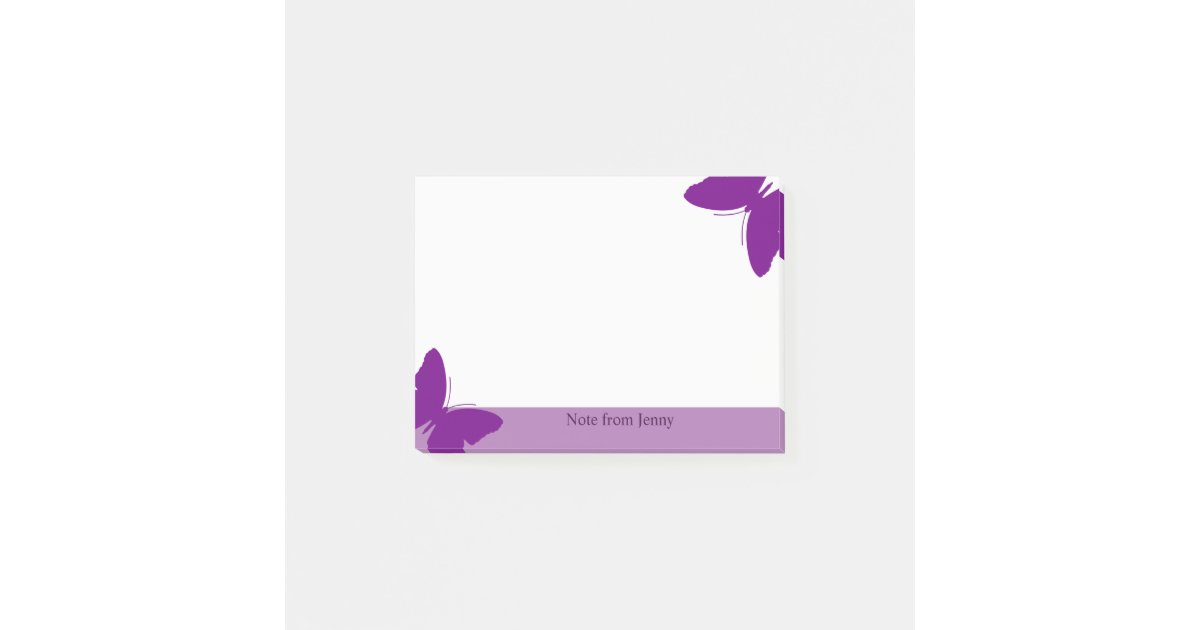 Purple Butterfly Custom Text Purple Background Post-it Notes | Zazzle
