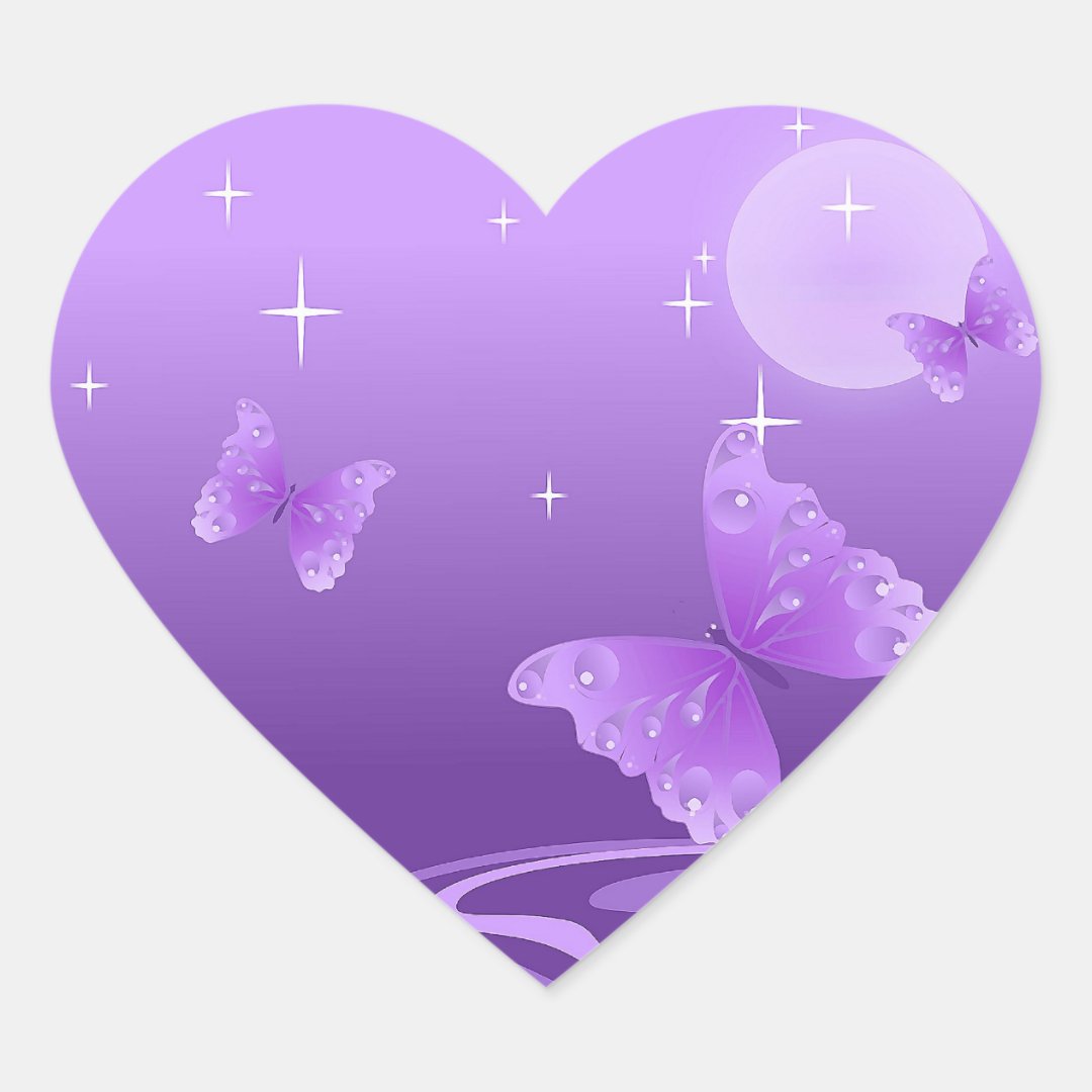 PURPLE BUTTERFLY HEART STICKER | Zazzle