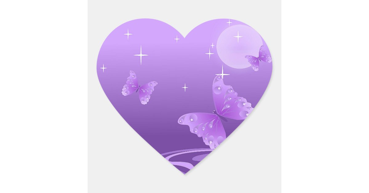PURPLE BUTTERFLY HEART STICKER | Zazzle