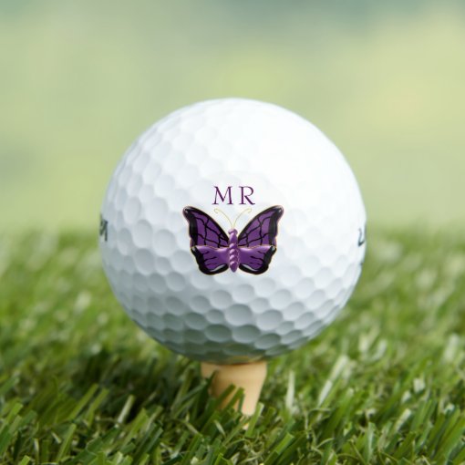 Purple Butterfly Monogrammed Golf Balls | Zazzle