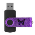 Purple Butterfly on Glitter Flash Drive | Zazzle
