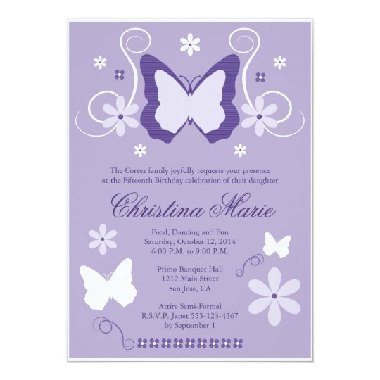 Purple Butterfly Quinceanera Invitations | Zazzle.com